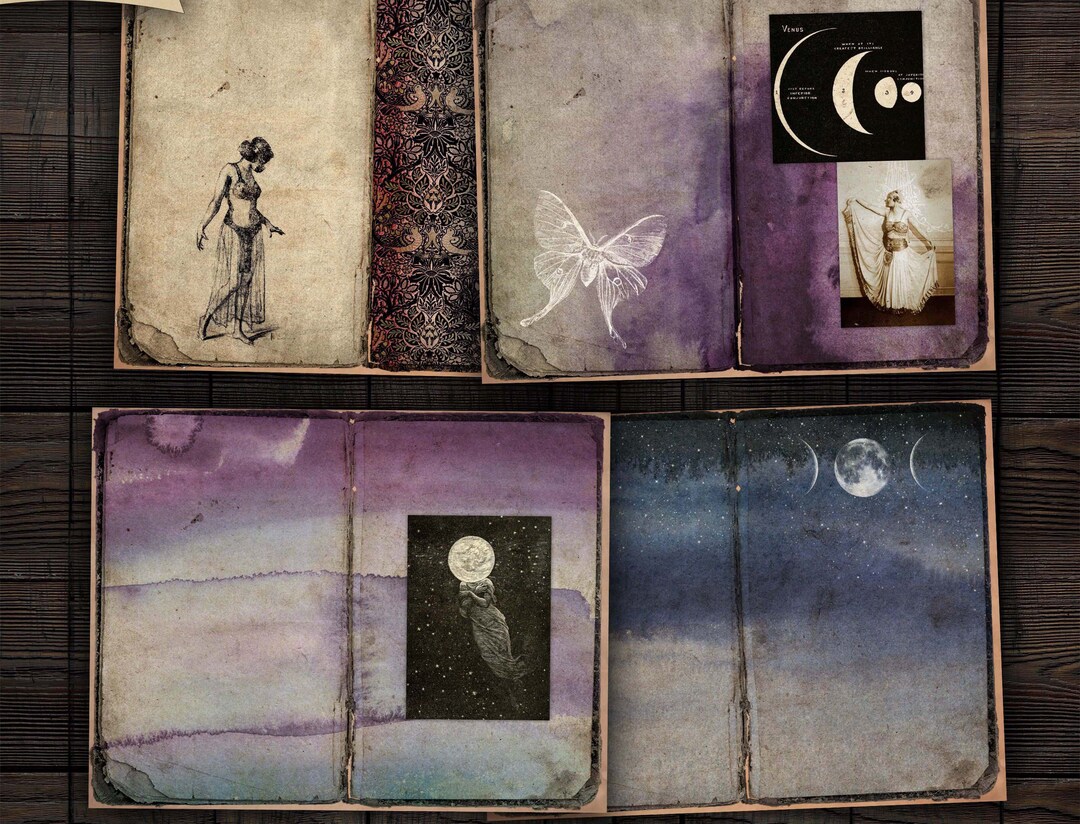 Digital Luna Gypsy Junk Journal Pages, Watercolor Boho Fairy Printable ...