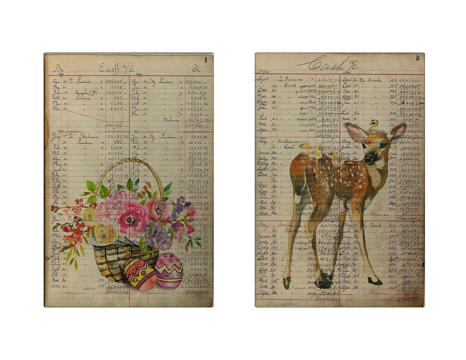 Junk Journal Easter Printable Watercolor Pages Vintage Ledger - Etsy