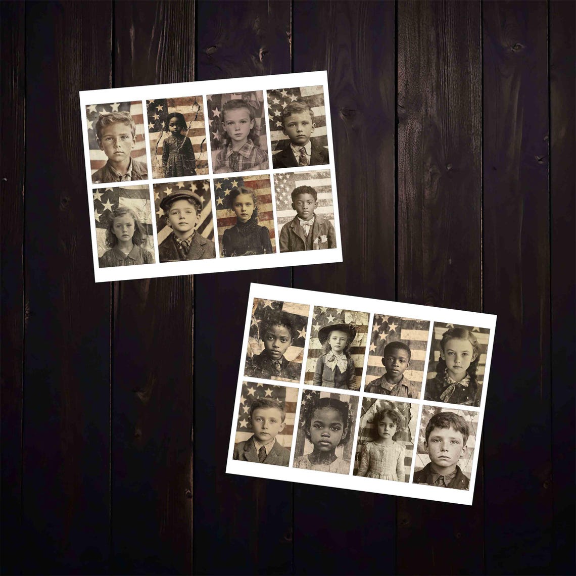 July 4th Kids Portraits Collage Sheet: Vintage ATC Cards (digital ...