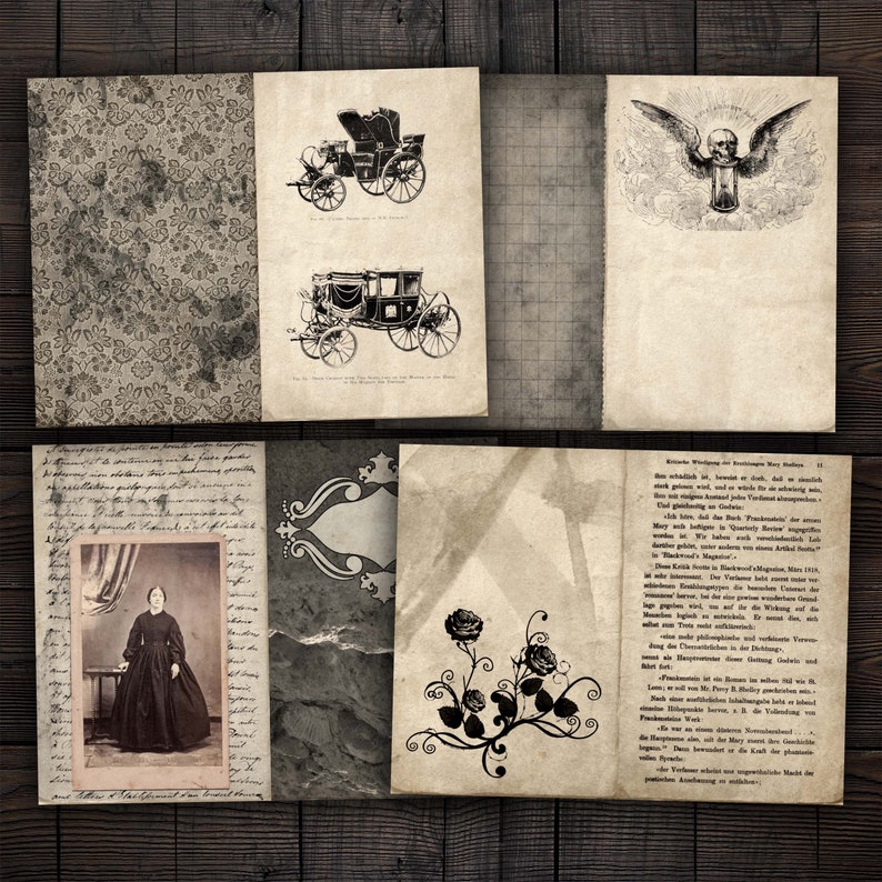 Printable Halloween Gothic Pages for Junk Journals | Etsy