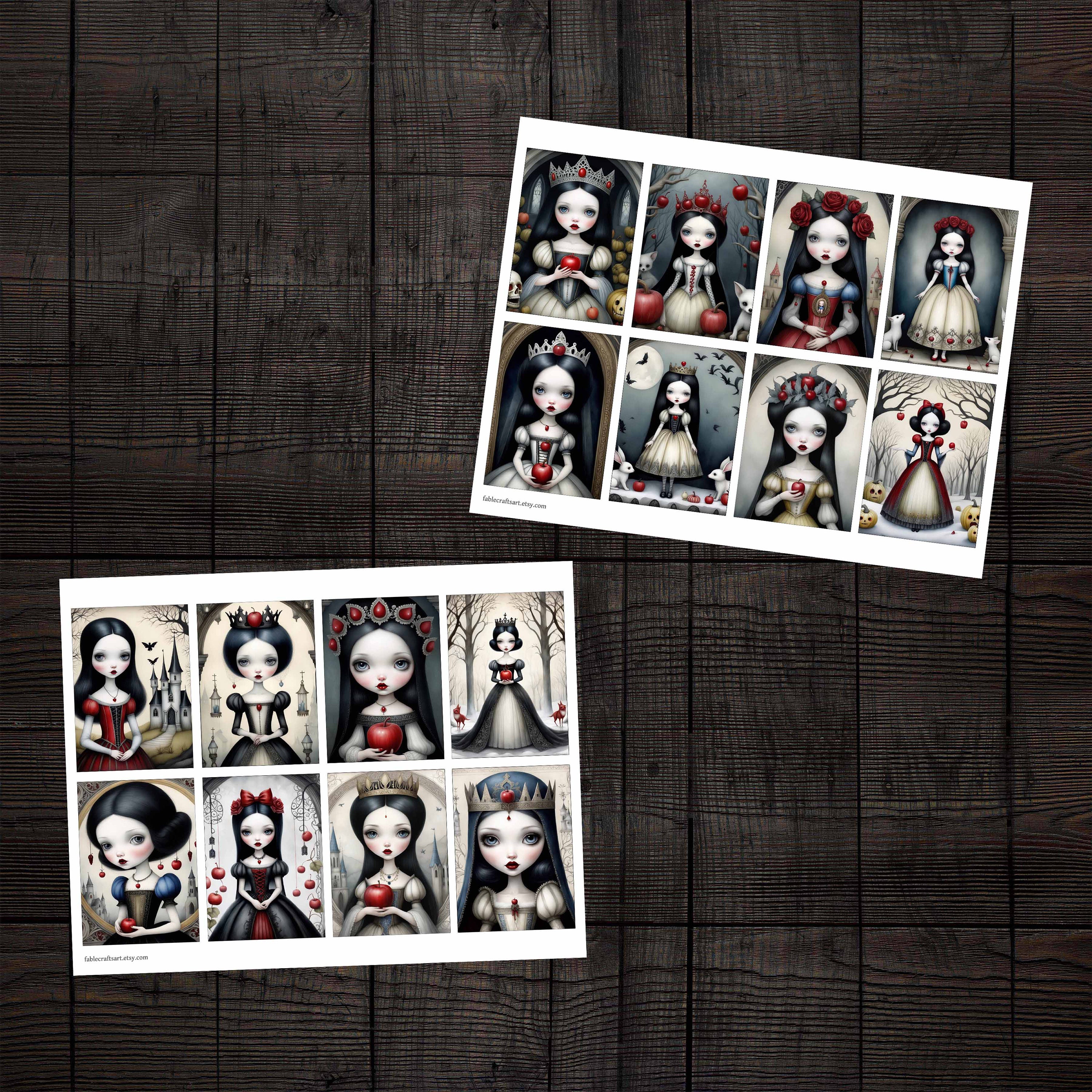 Gothic Snow White ATC Cards: Printable Fairy Tale Collage (digital ...