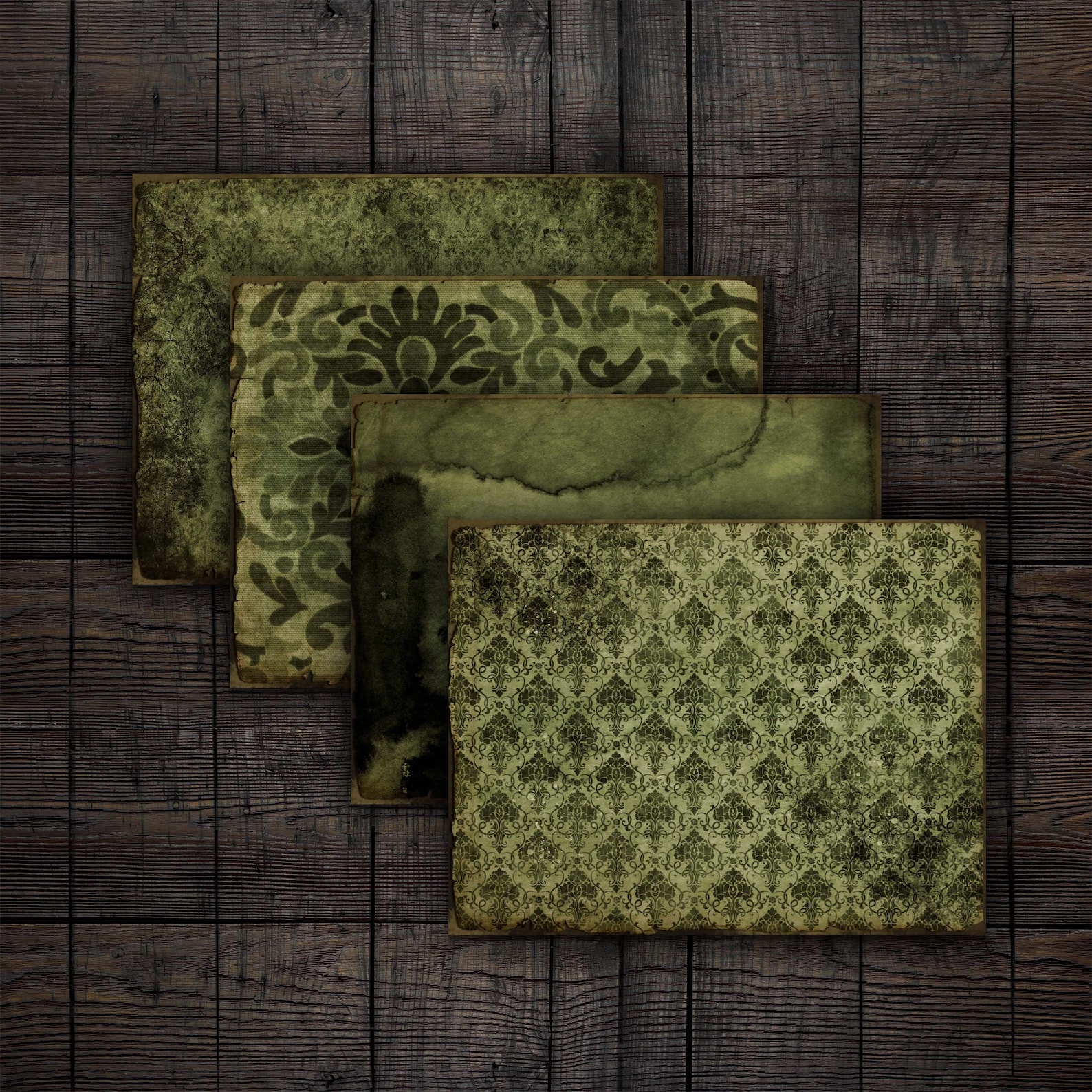 Digital Forest Green Background Sheets Printable Papers for - Etsy