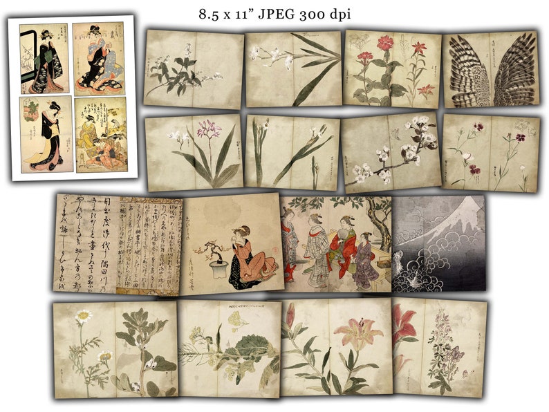 Japanese Digital Asia Bundle Printable Ephemera for Junk - Etsy