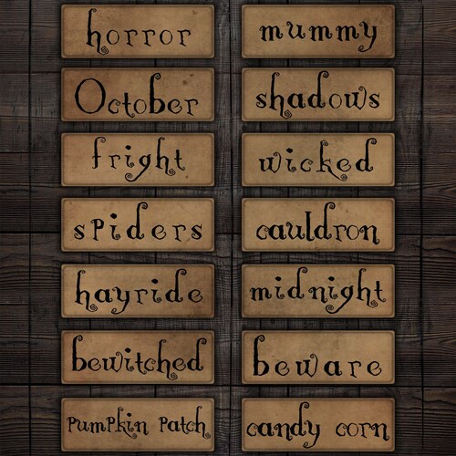 Printable Spooky Halloween Words for Junk Journals - Etsy
