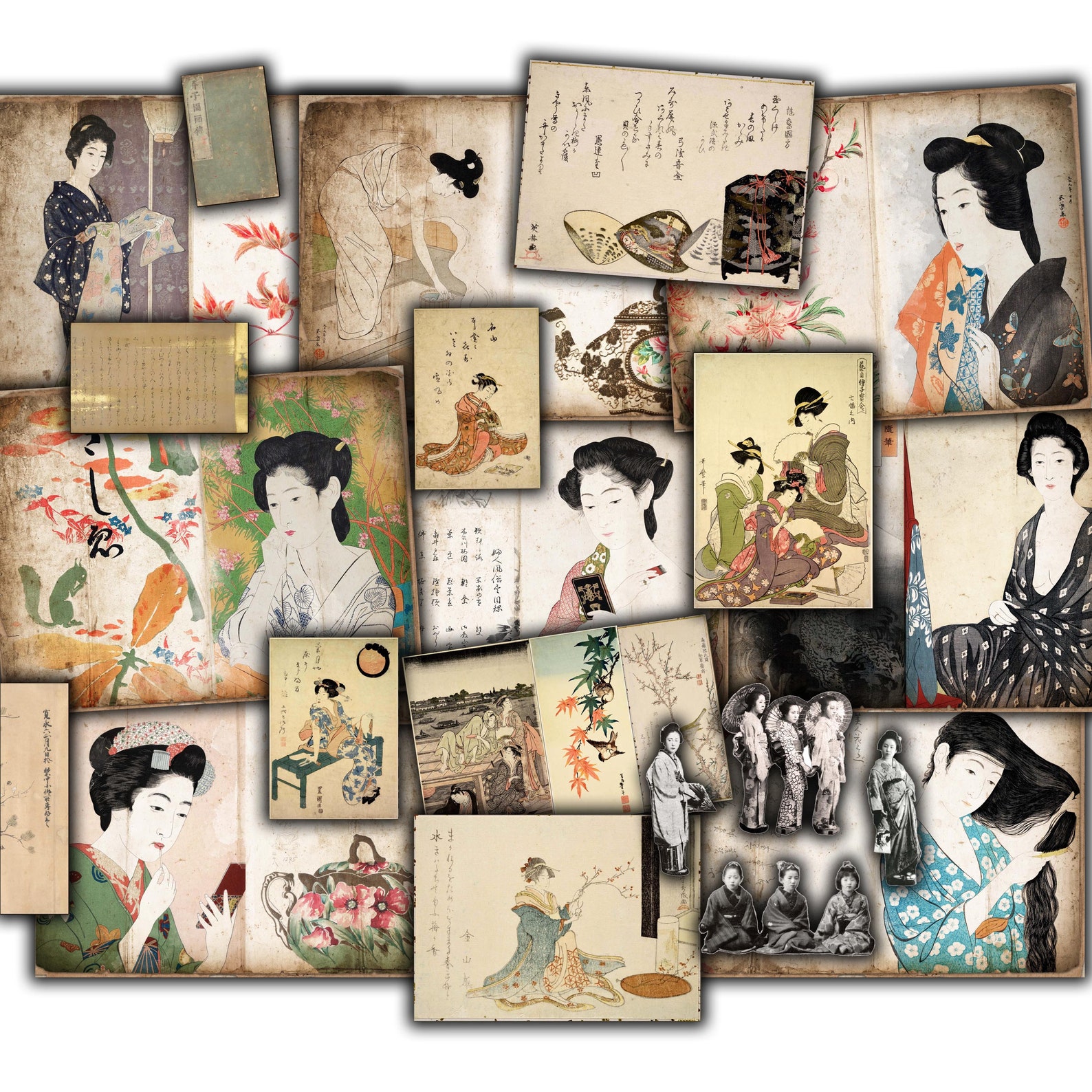 Japanese Geisha Bundle Printable Ephemera Junk Journal Kit - Etsy