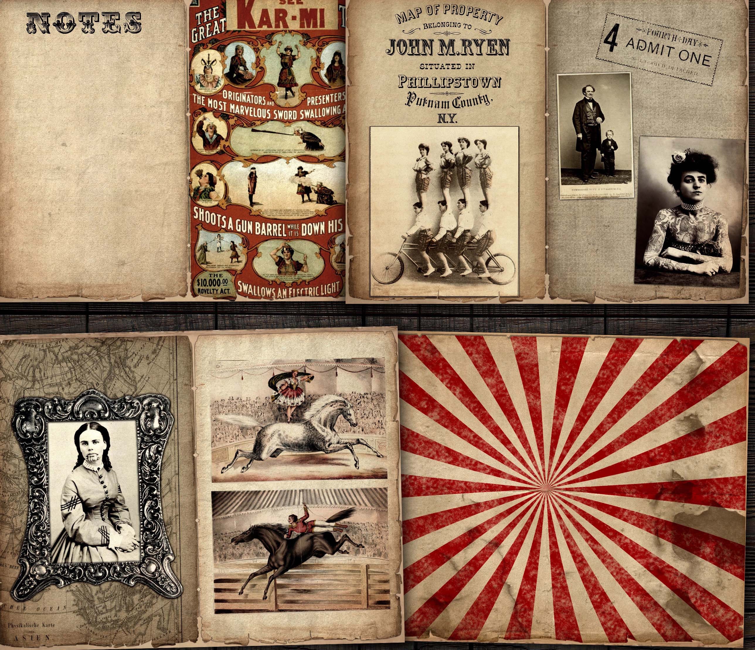 Digital Circus Junk Journal Pages Printable Kit for Journals - Etsy