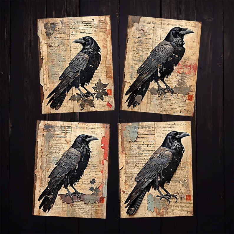 Grunge Raven Ephemera: Printable Junk Journal Paper (digital Download ...