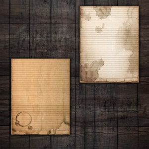Grunge Coffee Stained Lined Notebook Pages, Printable Papers for Junk ...