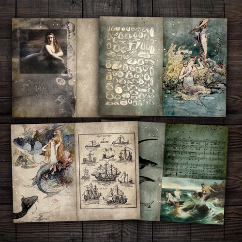 Mermaids Vintage Printable Pages Digital Ocean Kit for Junk - Etsy
