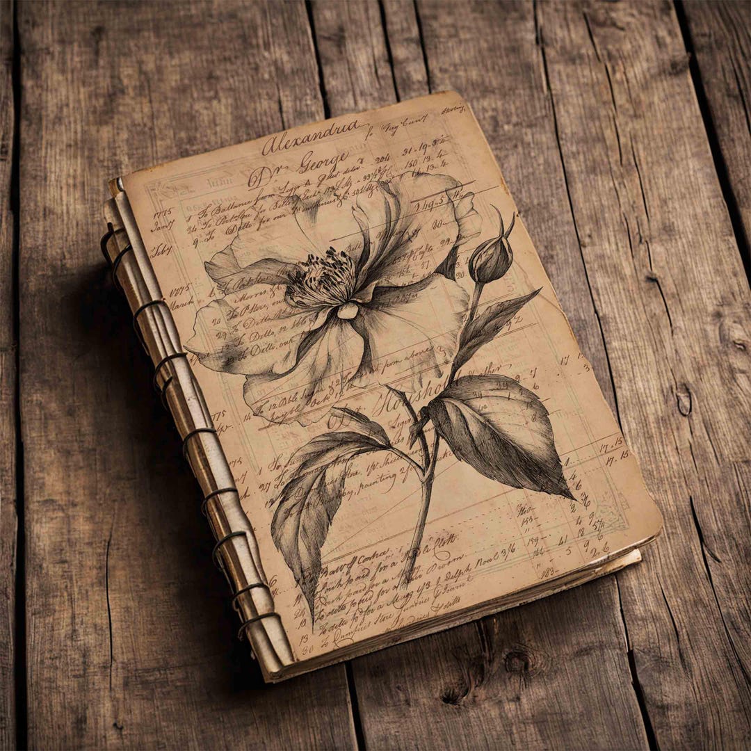 Antique Flower Ephemera: Vintage Ledger Pages for Junk Journals, Crafts ...