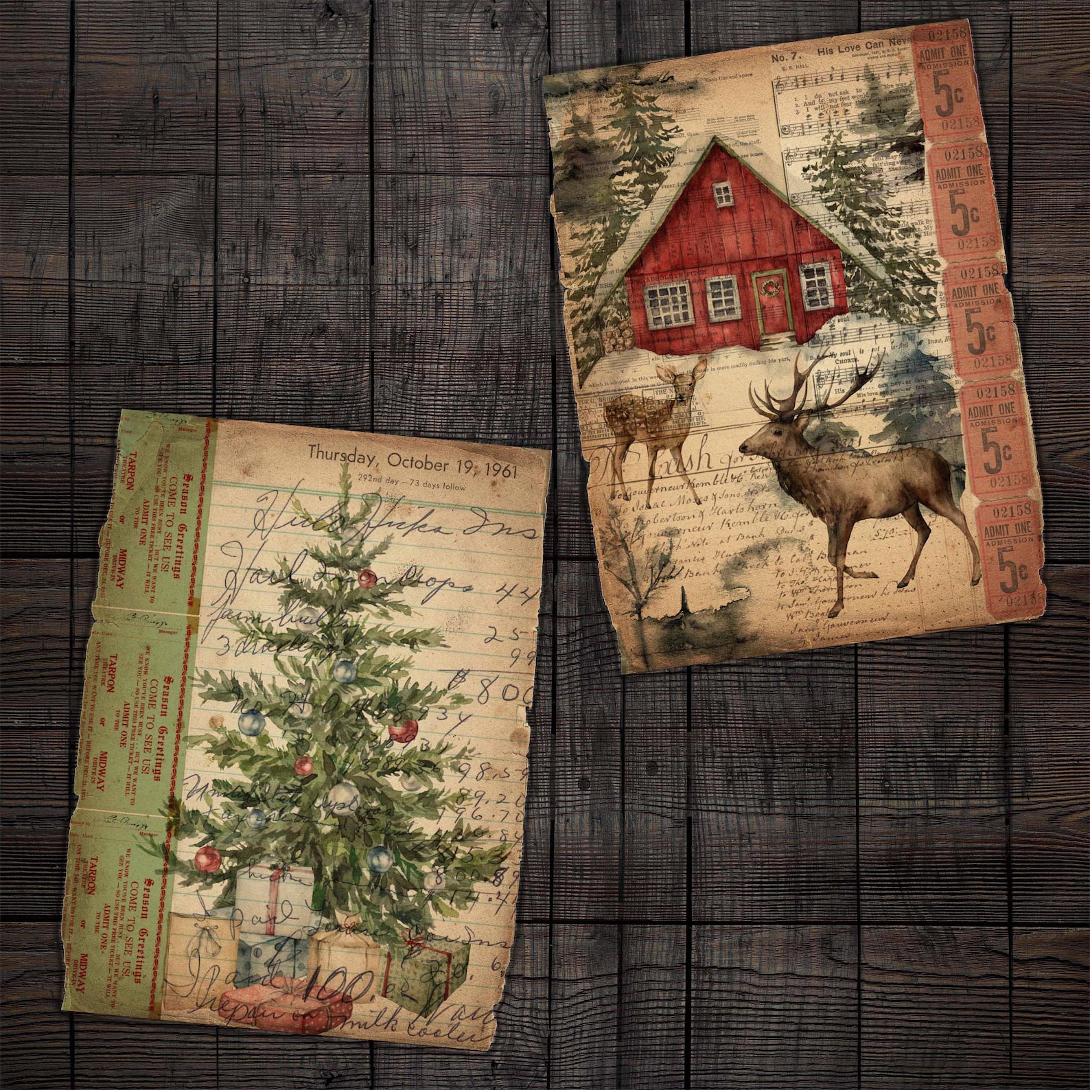 Christmas Printable Background Ephemera Pages for Junk - Etsy