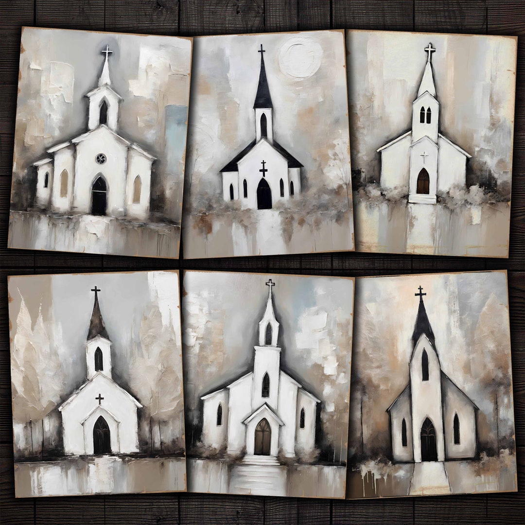 Country Church Art Prints: Grunge Folk Style (digital Download) - Etsy