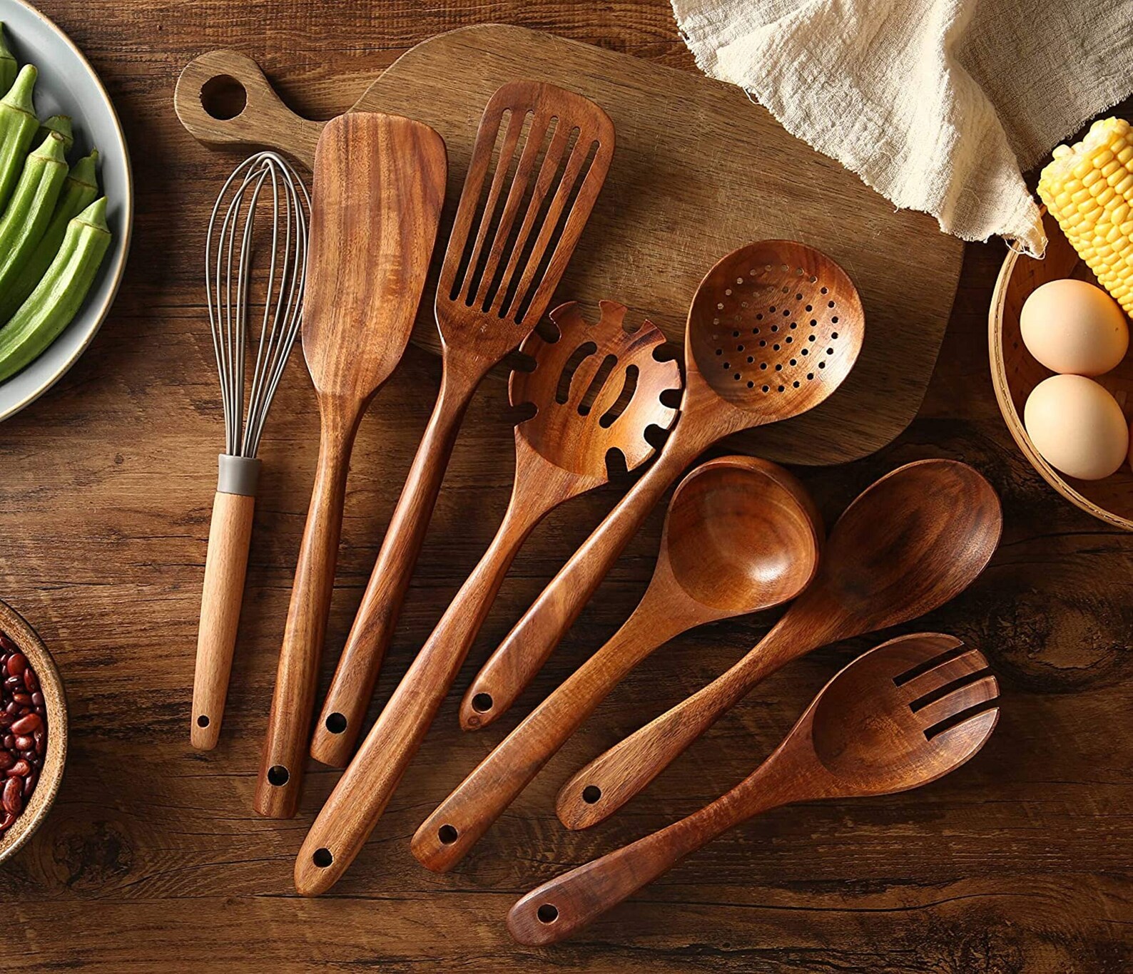 Wooden Kitchen Utensils Set Wooden Spoons For Cooking Natural Etsy Wooden Kitchen Utensils Set Wooden Spoons For Cooking Natural Etsy