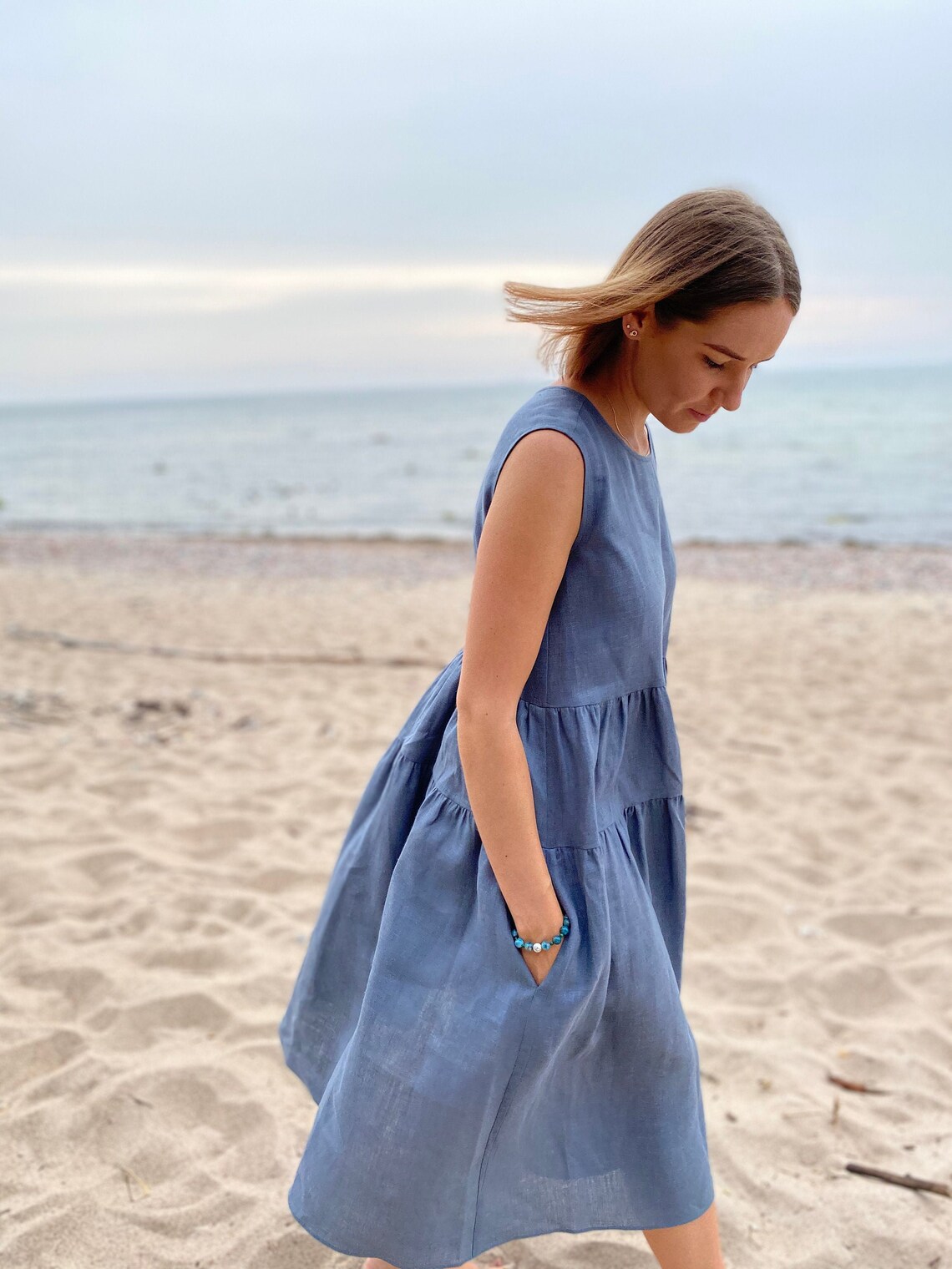 Loose Linen Dress Maxi Smock Dress With Pockets Slow - Etsy