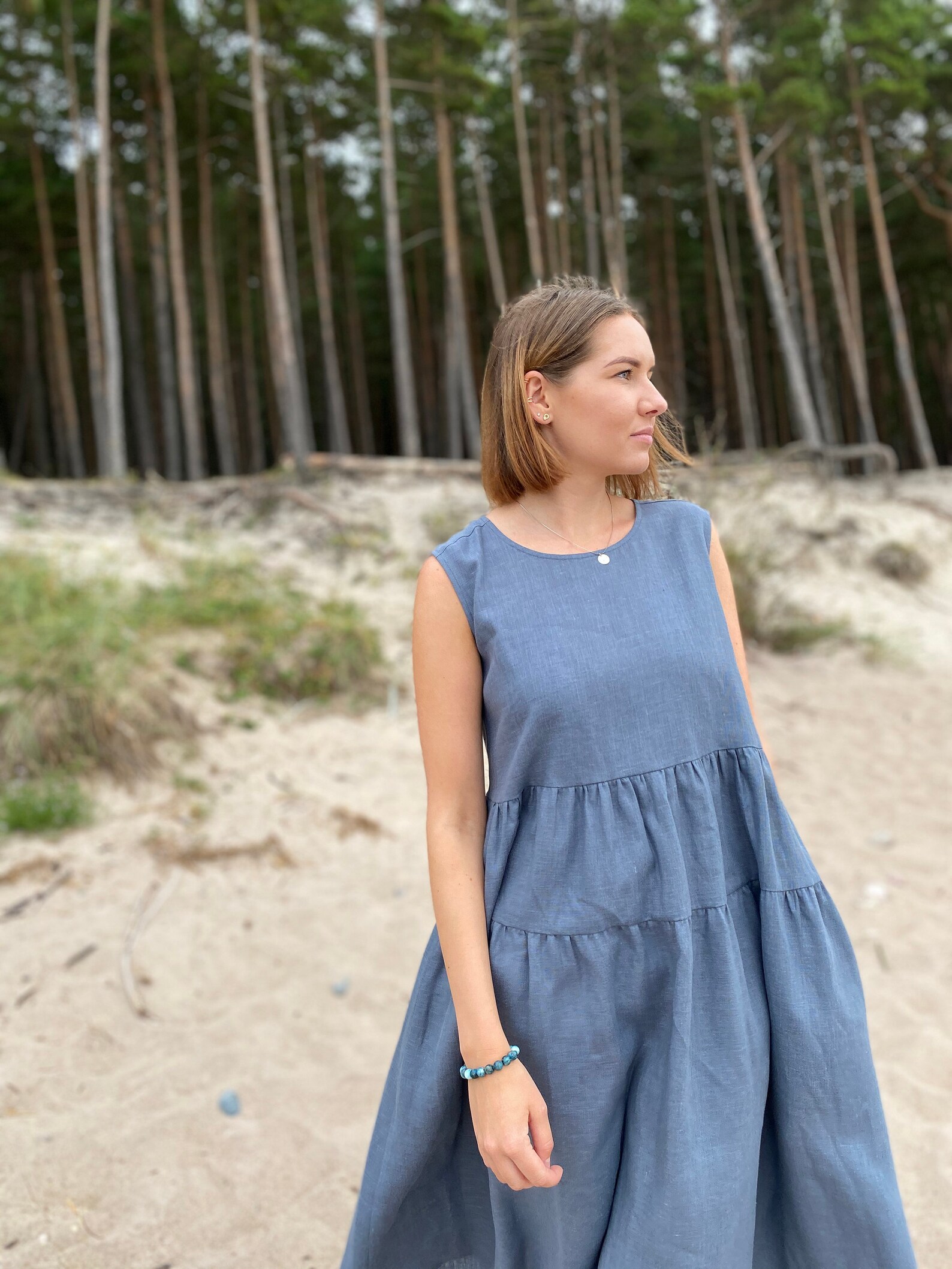 Loose Linen Dress Maxi Smock Dress With Pockets Slow - Etsy