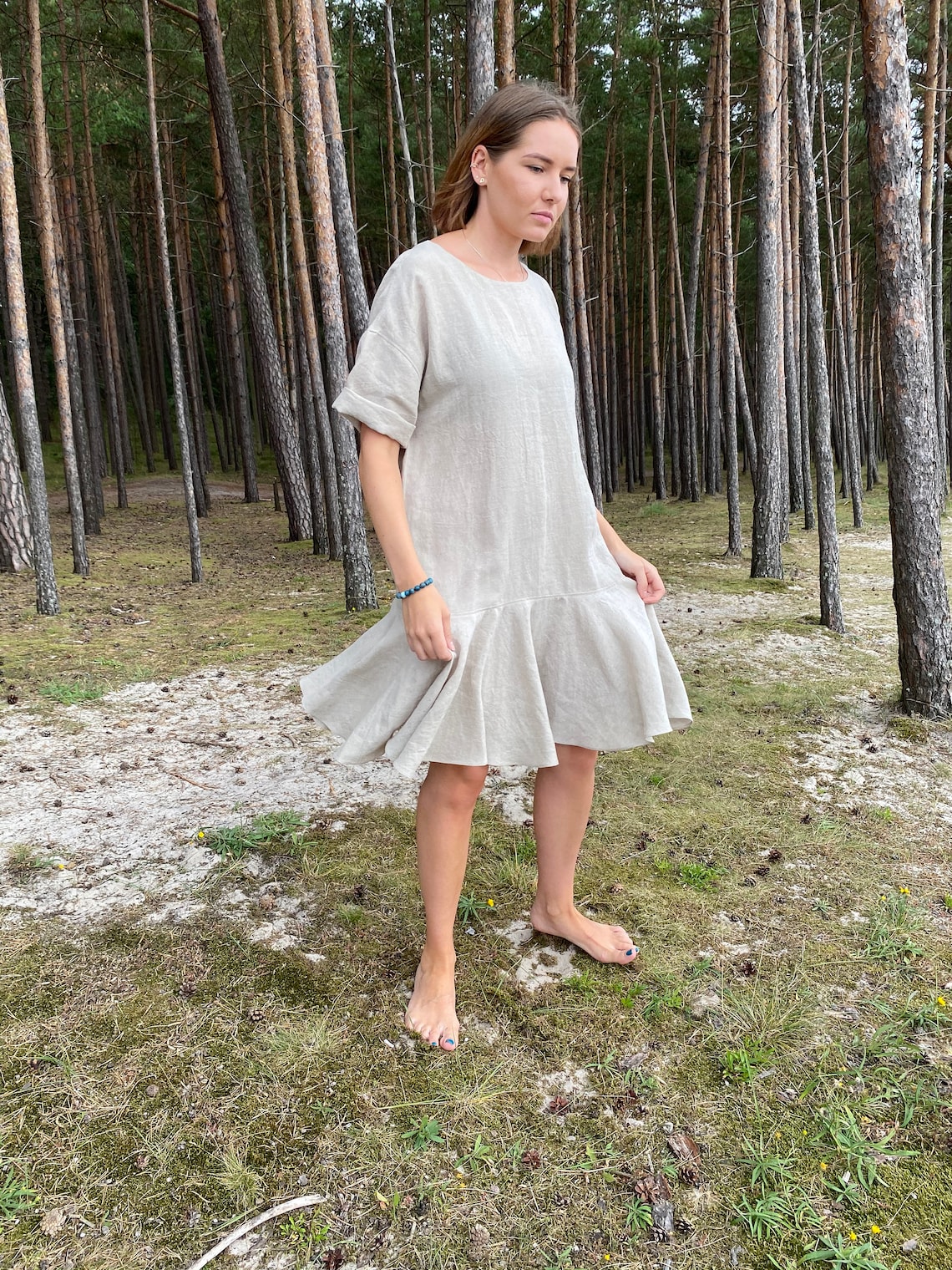 Plus Size Tunic Dress, Loose Linen Dress With Pockets, Oversized Linen ...
