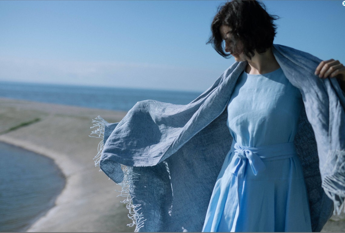 Summer Linen Dress, Linen Beach Dress, Resort Wear, Loose Linen Dress ...