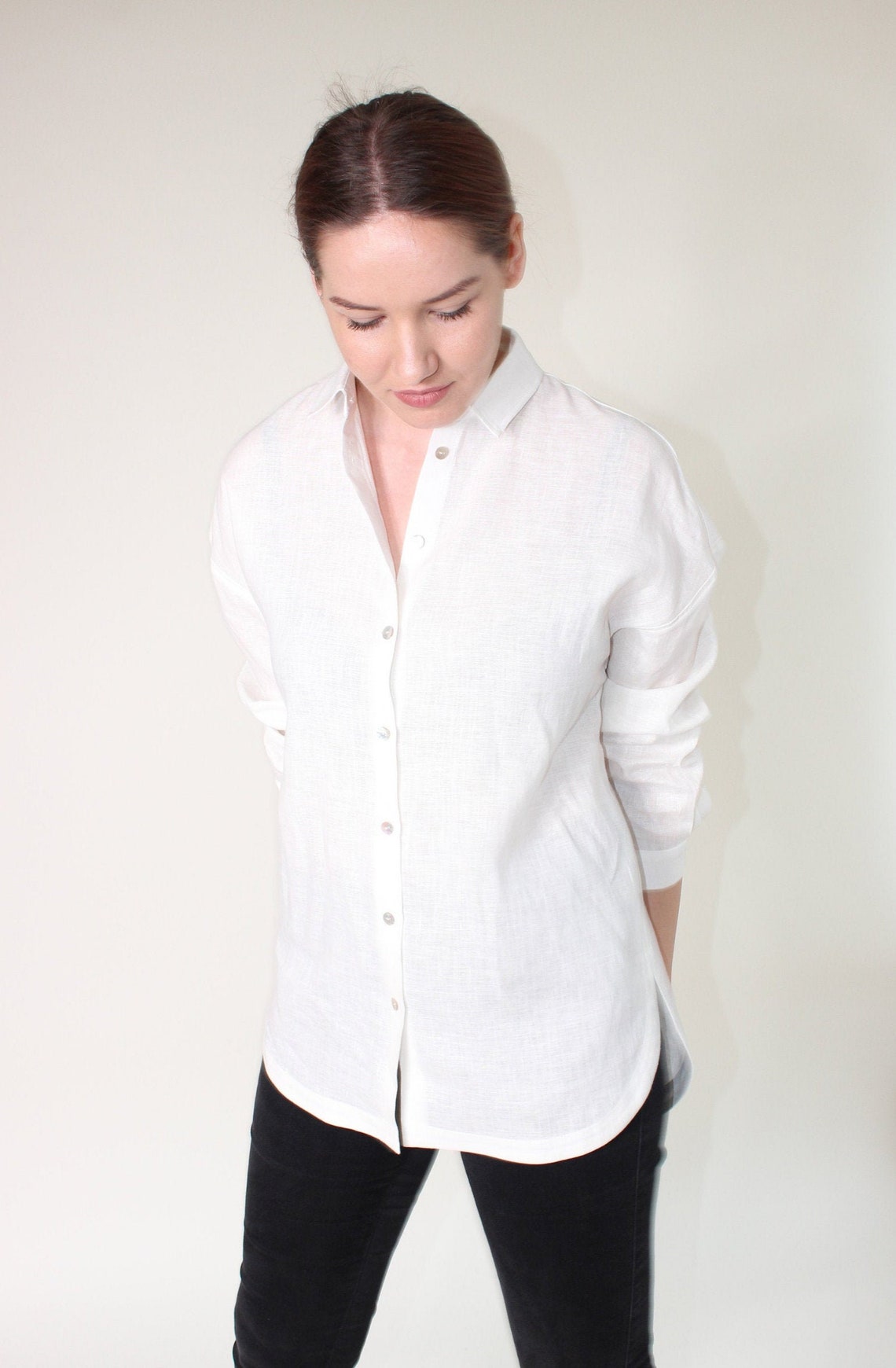White Linen Blouse, White Linen Top, Linen Shirt Women, Capsule ...