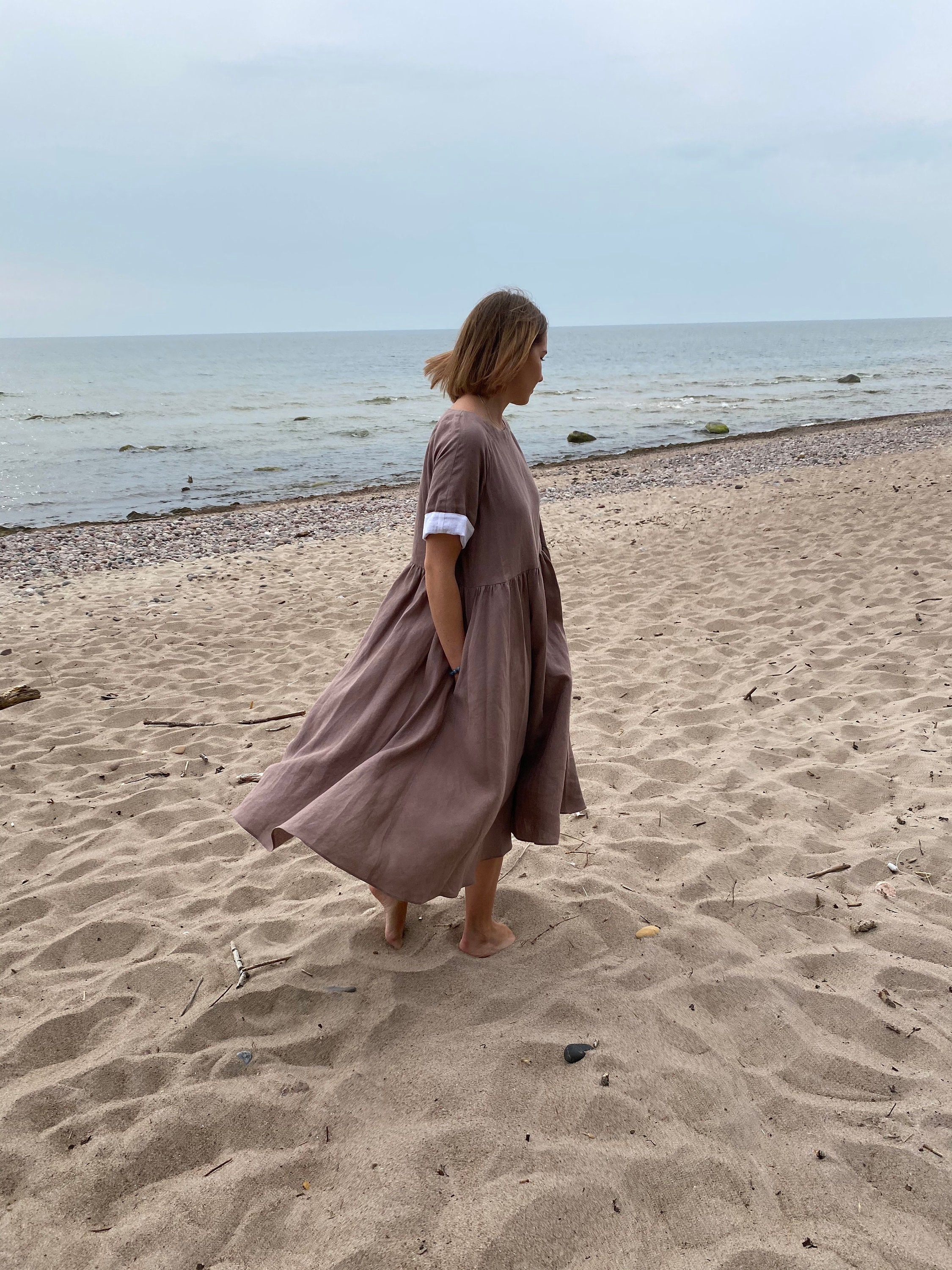 Simple Linen Dress, Loose Linen Dress, Linen Midi Dress - Etsy