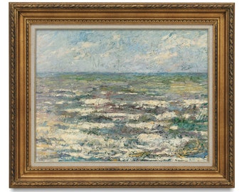 Antique Seascape Ocean Painting Vintage Coastal Wall Art | Etsy