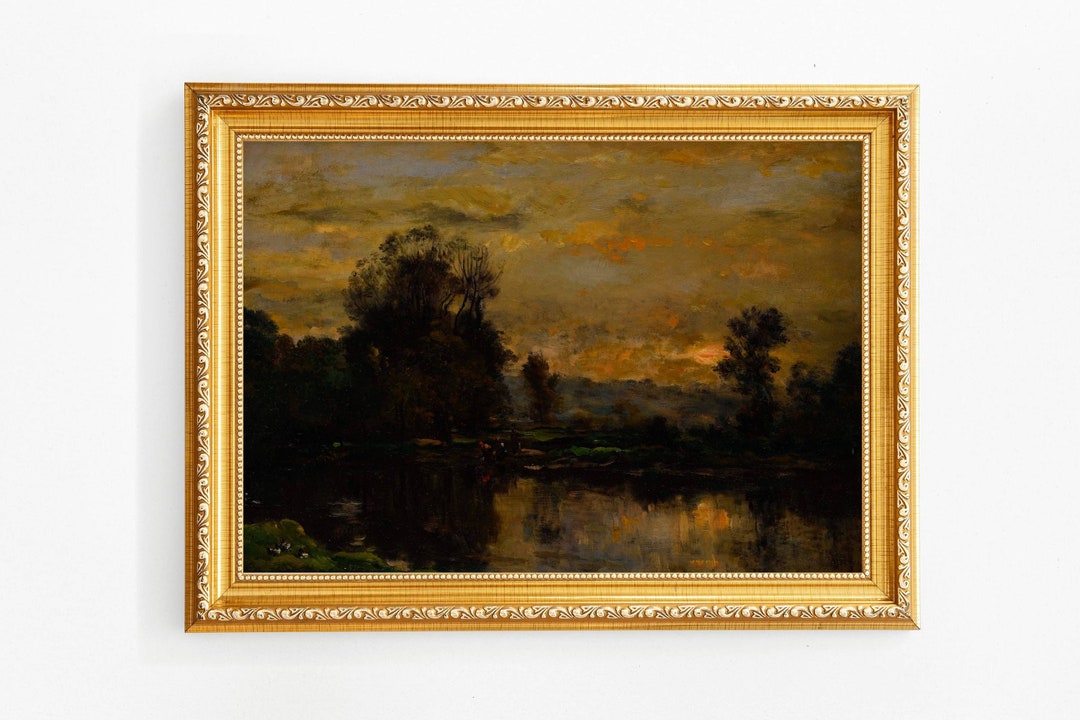 Moody Wall Art, Moody Art Print, Moody Landscape Oil Painting, Vintage ...