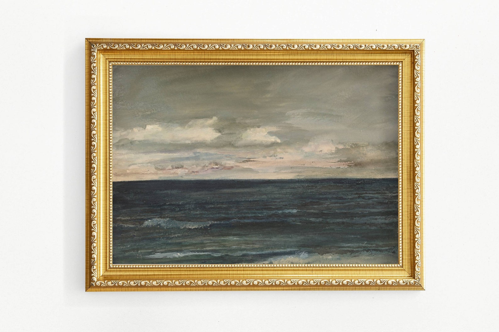 Antique Seascape Ocean Painting, Vintage Coastal Wall Art, Giclee Fine ...