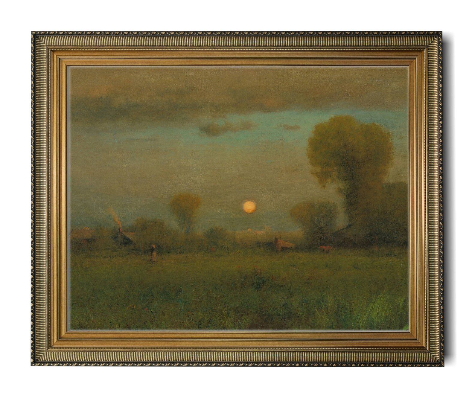 Antique Moonlight Landscape Oil Painting Printable Vintage - Etsy