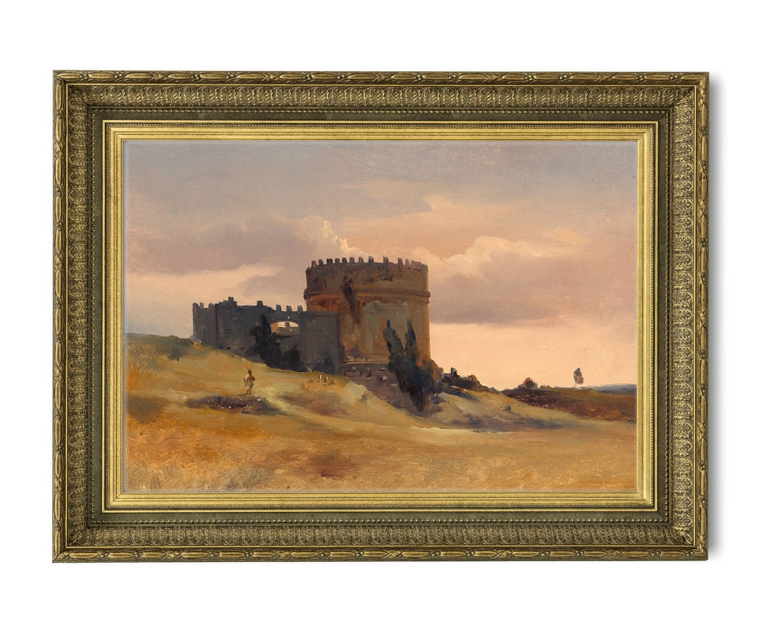 Printable Antique Castle Landscape Oil Painting, Digital Download ...