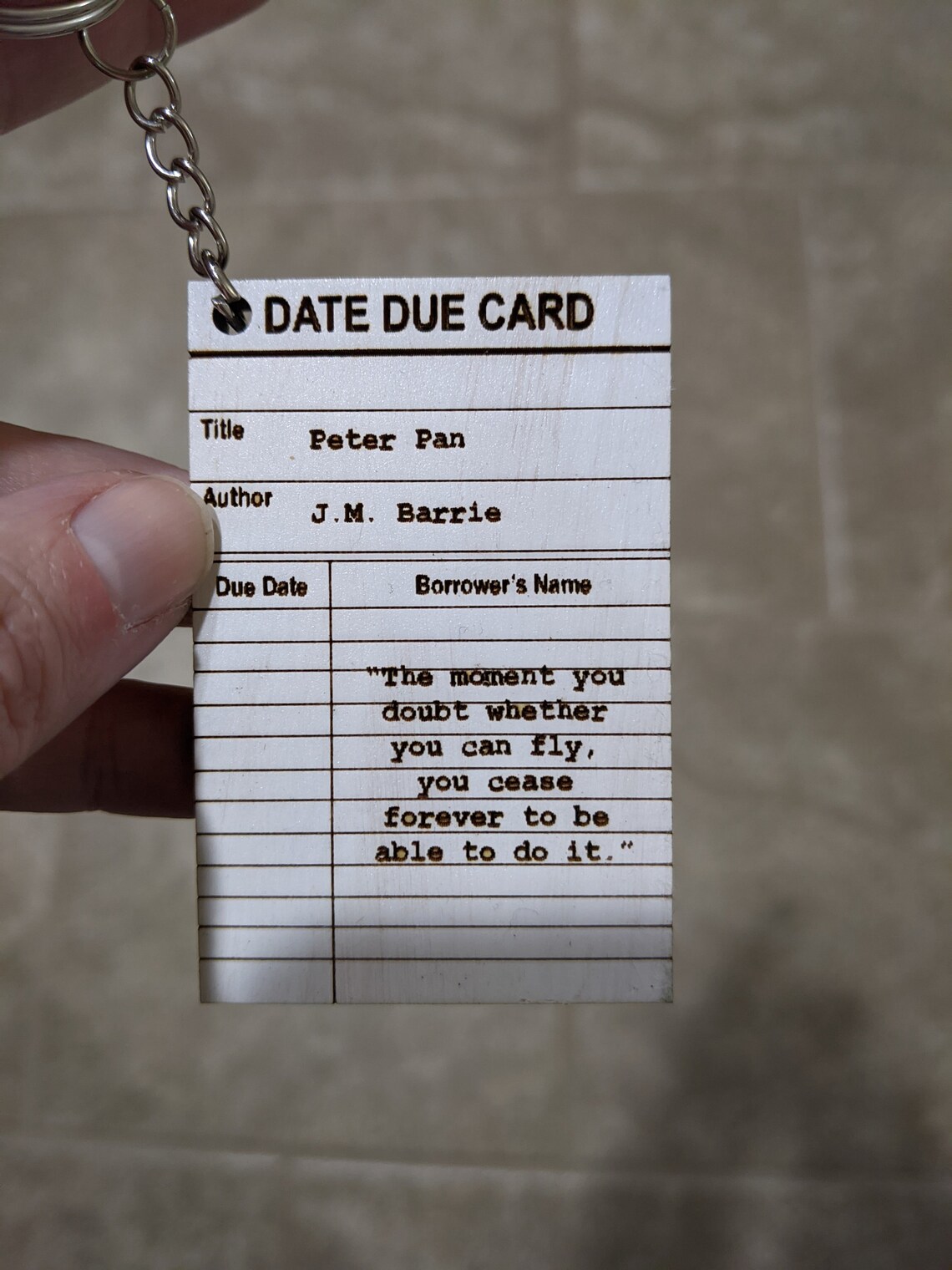 Customizable Date Due Card Keychain | Etsy