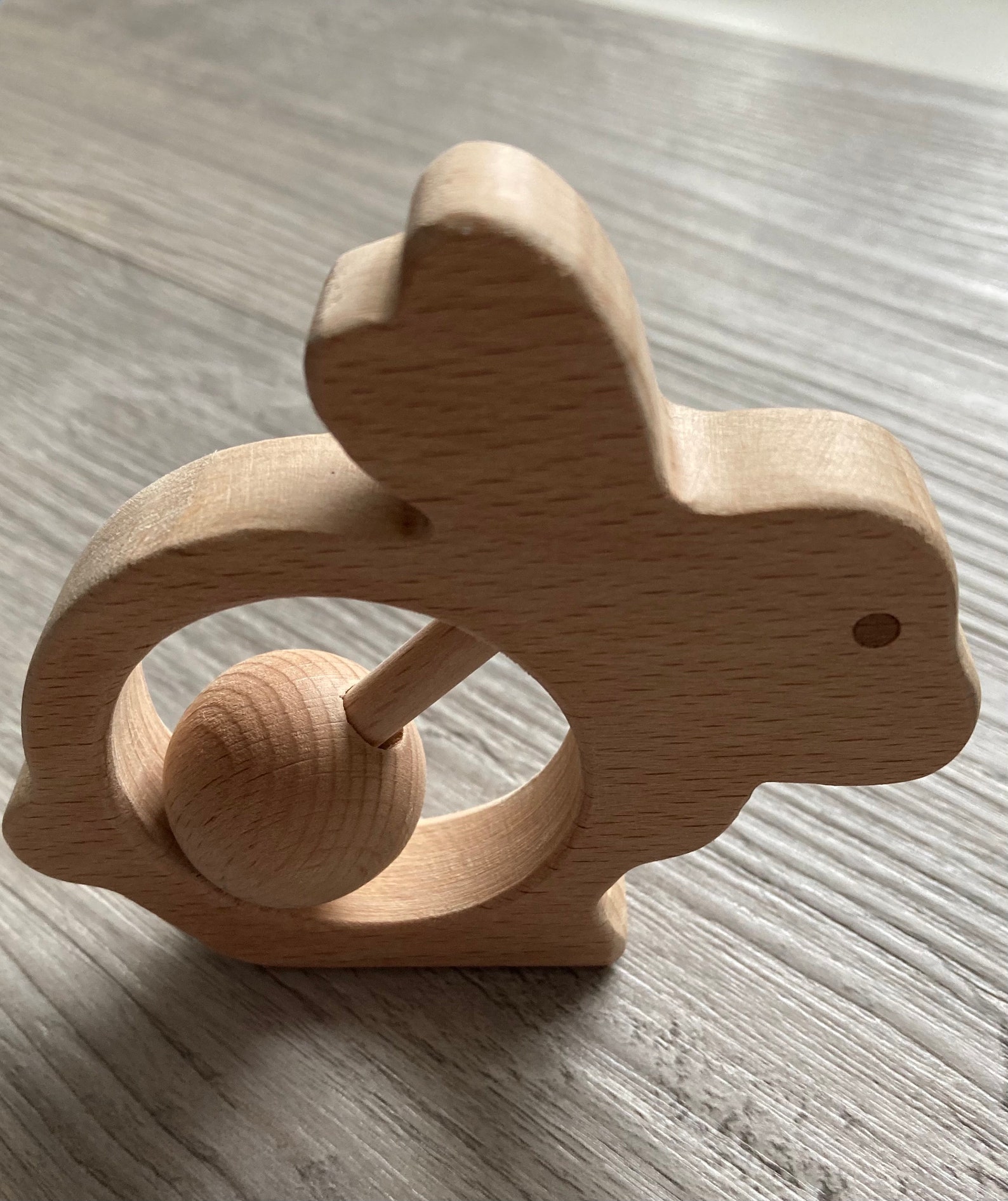 Wooden Rabbit Rattle/ Natural Wood Rattle - Etsy