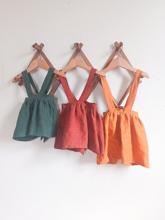 Girl's Pinafore Dress Linen Jumper Dress Toddler Apron - Etsy