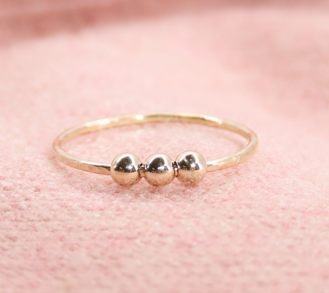 14K Gold Filled Anxiety Ring, Beaded Ring, Meditation Ring, Anxiety ...