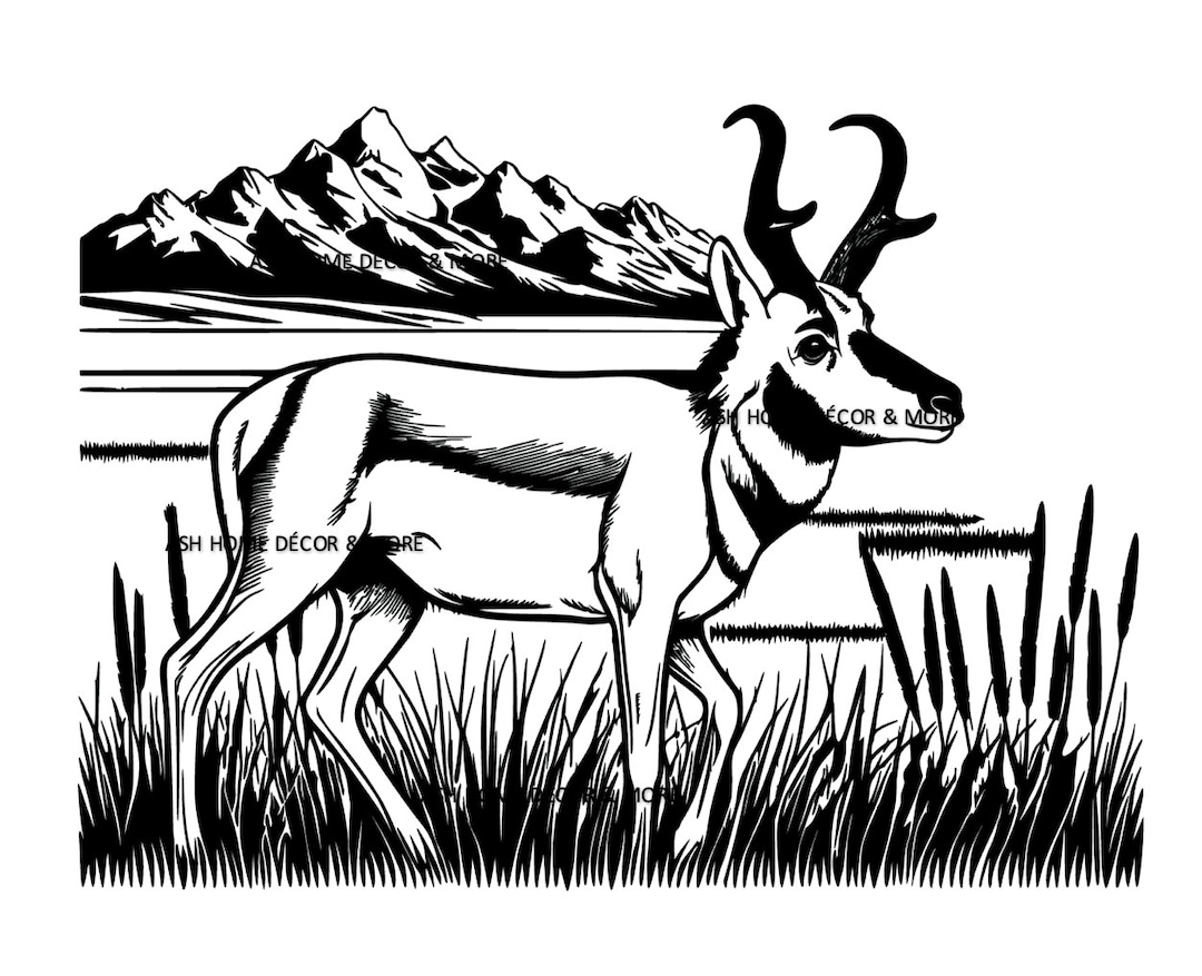 Pronghorn Antelope Prairie Scene Svg, Prairie Goat Svg, Speed Goat Svg ...
