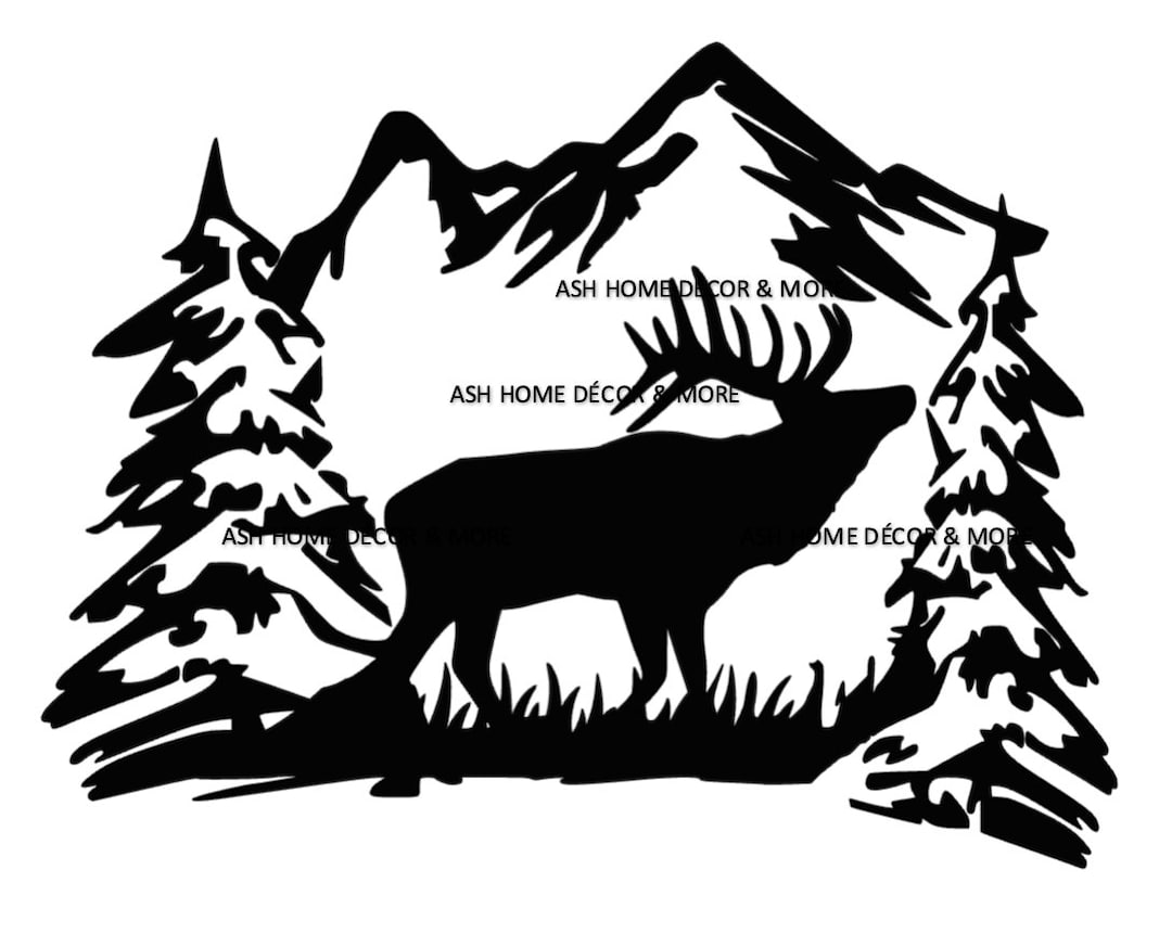 Elk Scene SVG, Elk Mountain Svg, Elk Outdoors Svg, Outdoors Svg ...
