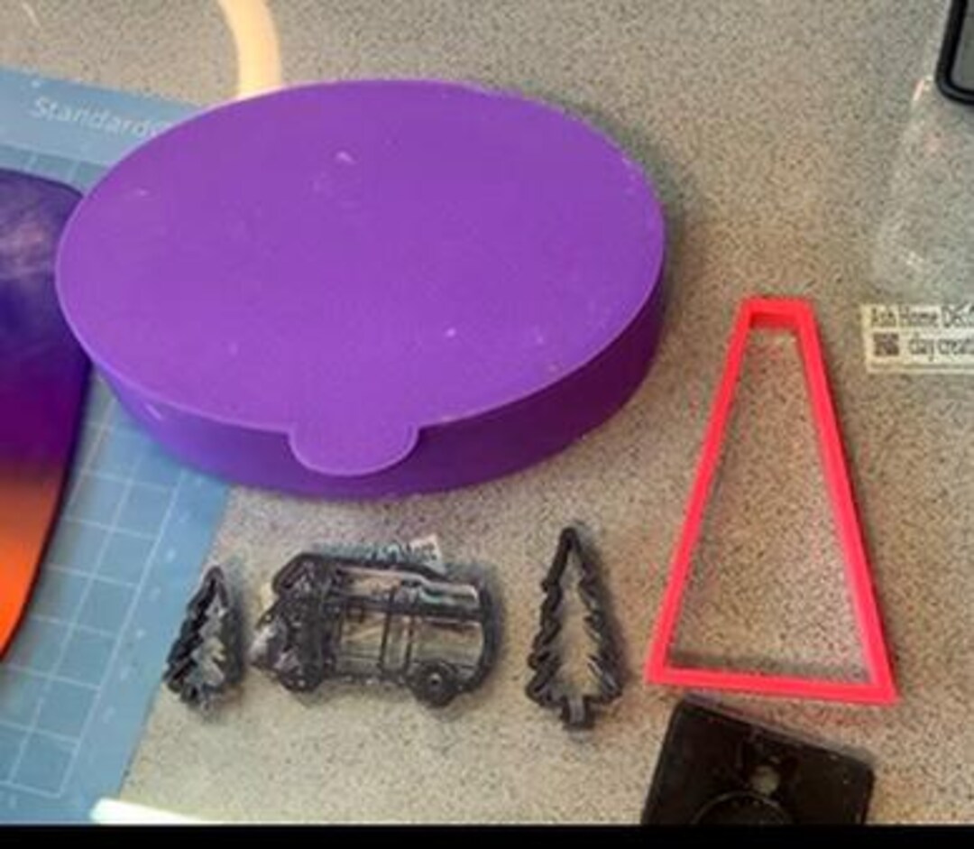 Polymer Clay Cutter Kit: Camper, Trees, Triangle With Powder Dish - Etsy