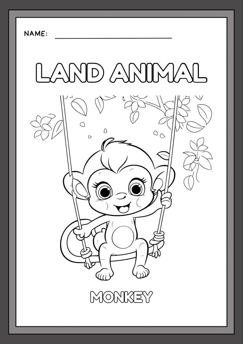Land Animals Coloring Worksheets - Etsy