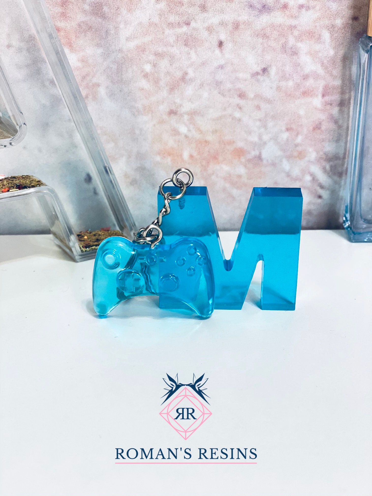 Initial Keychain With Xbox Controller Charm - "jelly" Opaque - Single ...