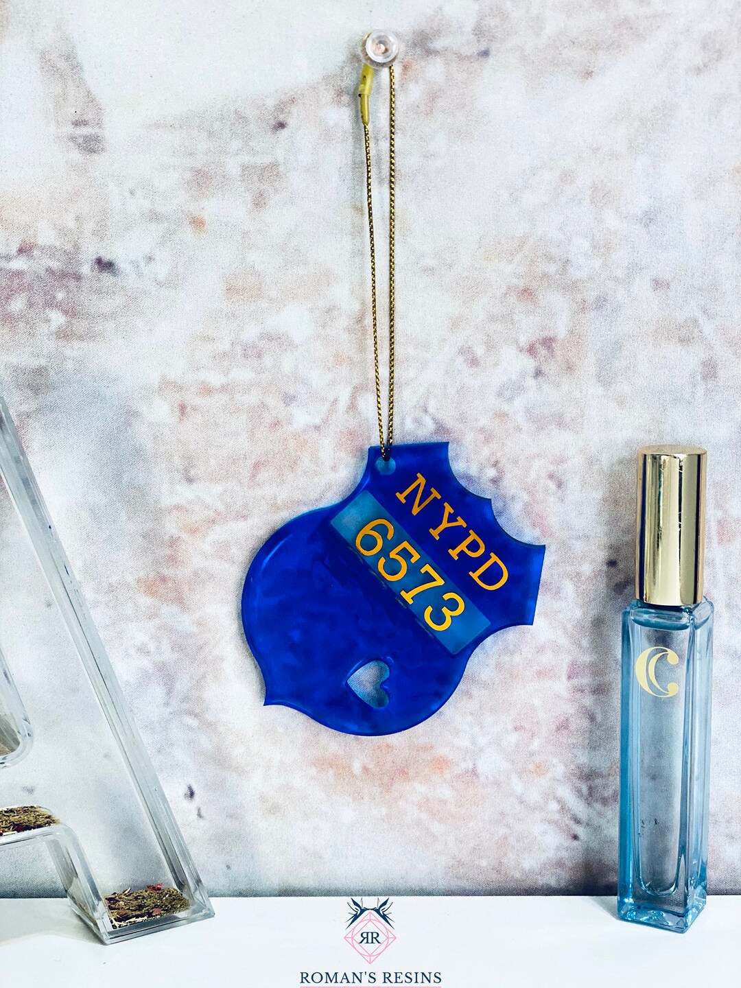 Police Badge Ornament - Sapphire Blue - Customize Badge Number/glitter ...