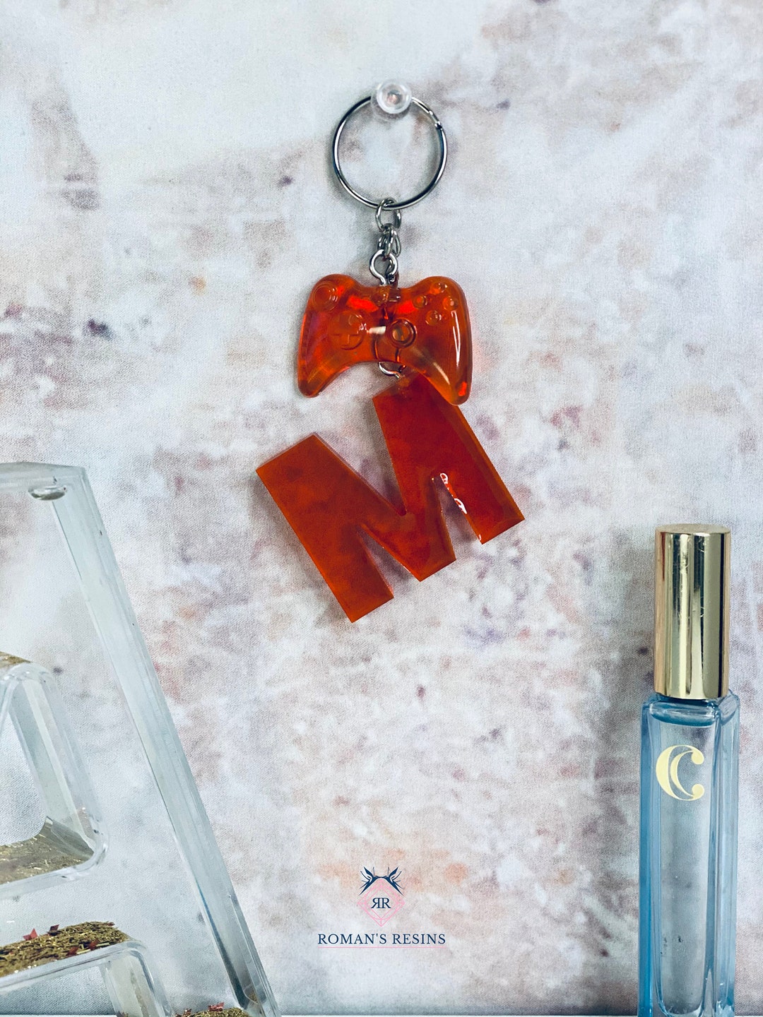 Initial Keychain With Xbox Controller Charm - "jelly" Opaque - Single ...