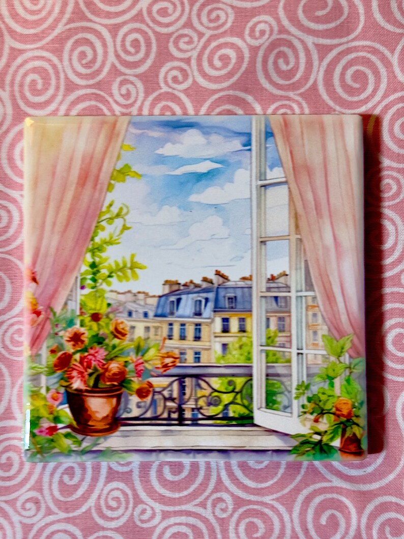 Set of 4 Ceramic, French Inspired Drink Coasters - Etsy