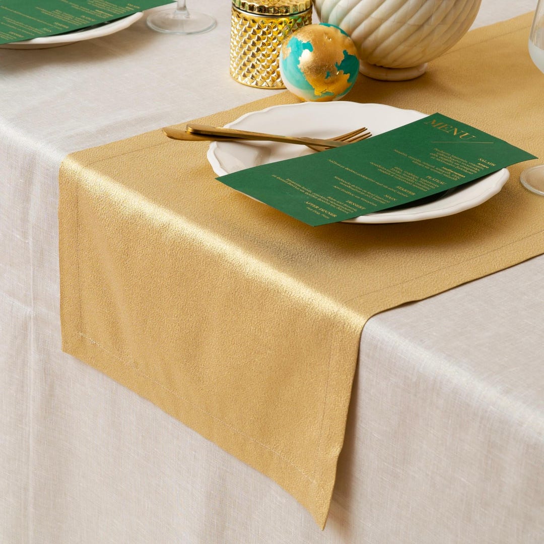 Gold Christmas Table Runner | Long Table Runner for Wedding Table Decor ...
