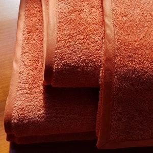 Organic Cotton Orange Bath Towels, Custom Bathroom Towels, Organic Hand ...