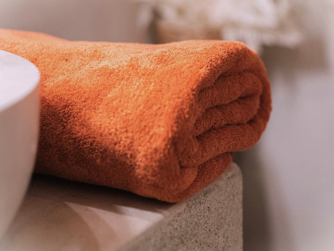 Organic Cotton Orange Bath Towels Custom Bathroom Towels - Etsy