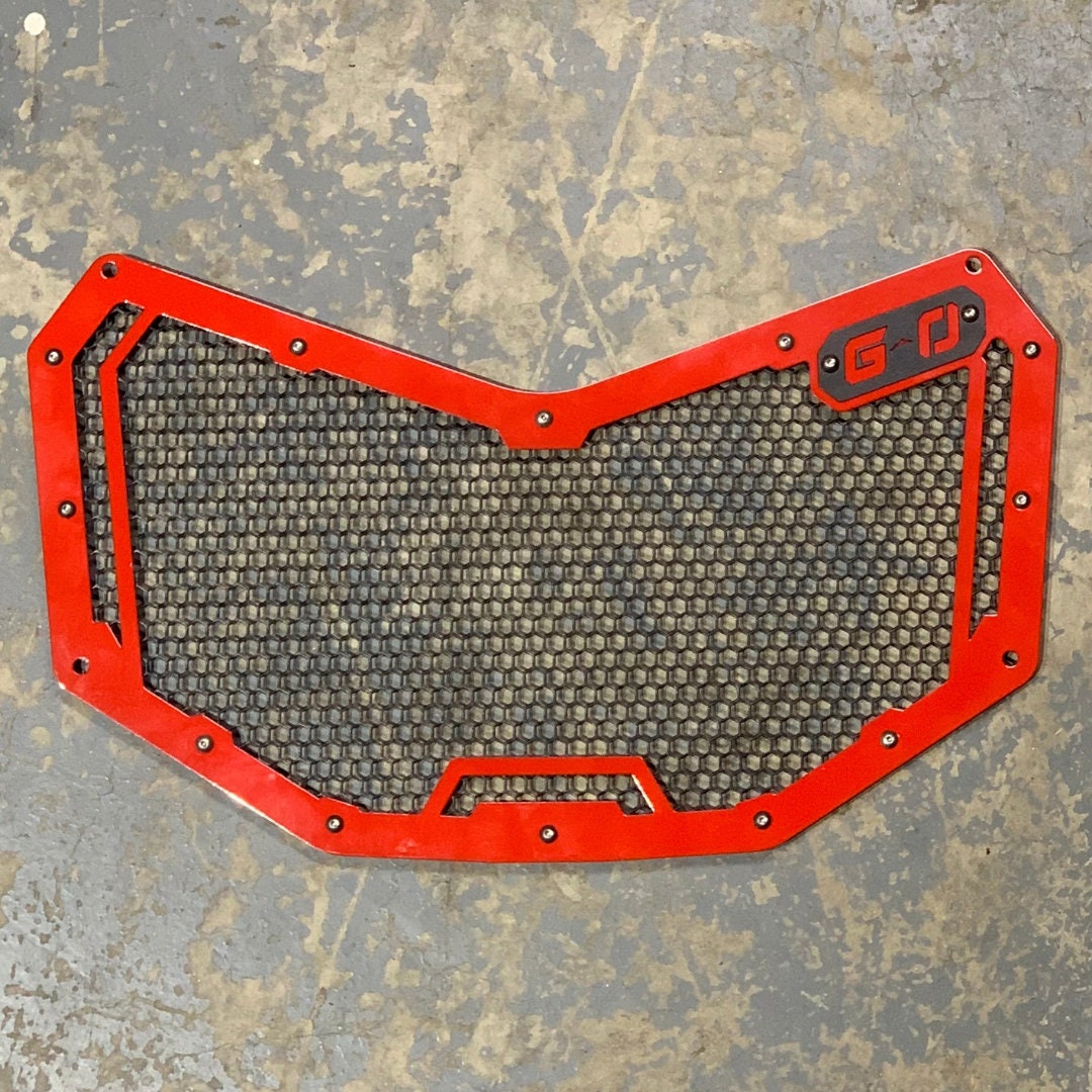 Custom Can-am Maverick X3 Grill - Red Frame With Black Hex Mesh ...
