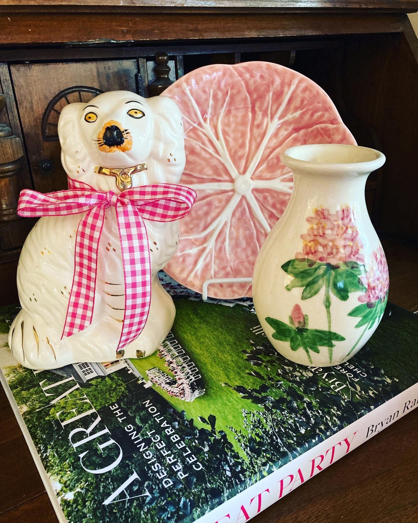 Vintage Emerson Creek Pottery for the Greenbrier Pink Green Flower Bud ...