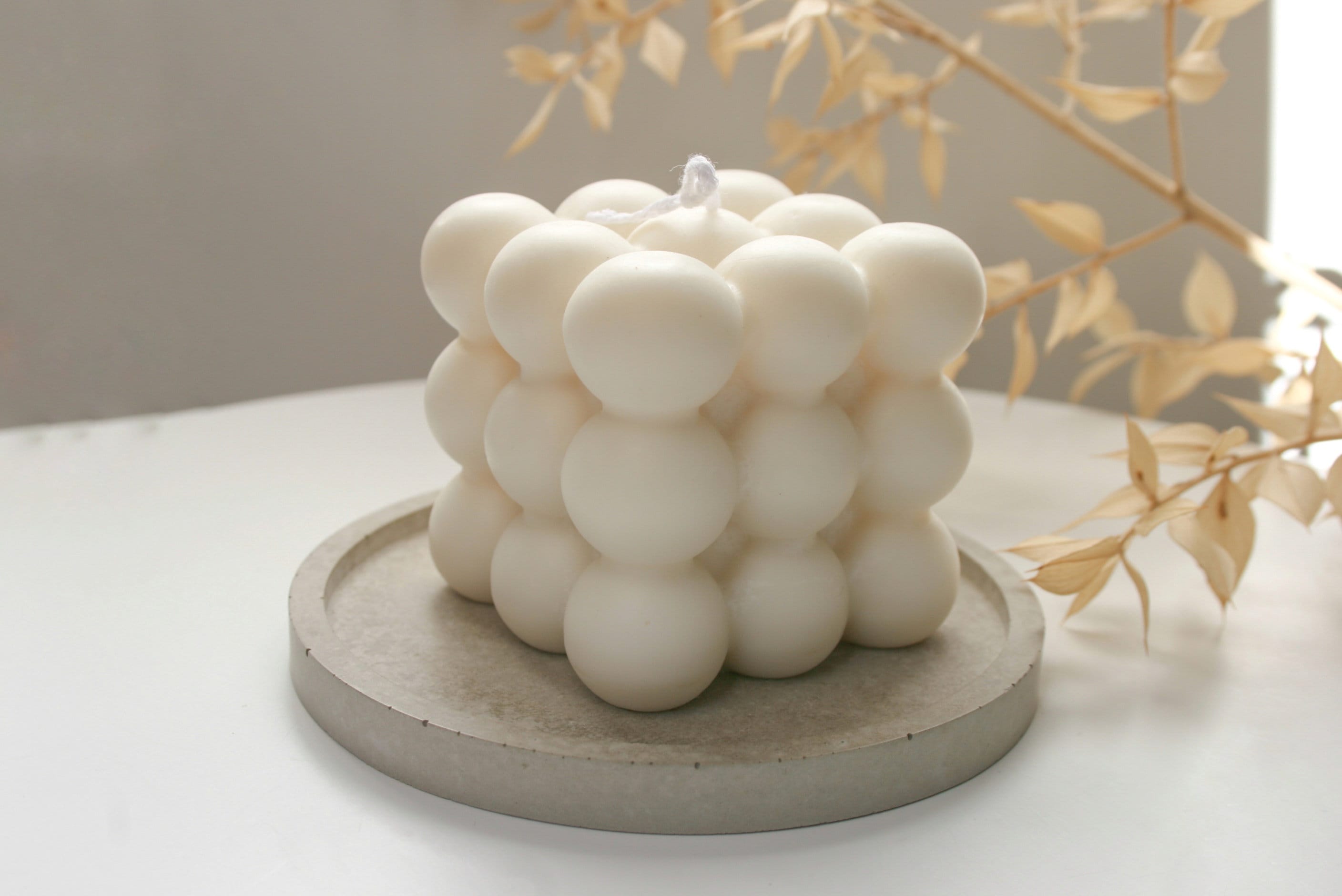 Large Bubble Cube Candle White Bubble Candle Soy Wax Scented Cube ...