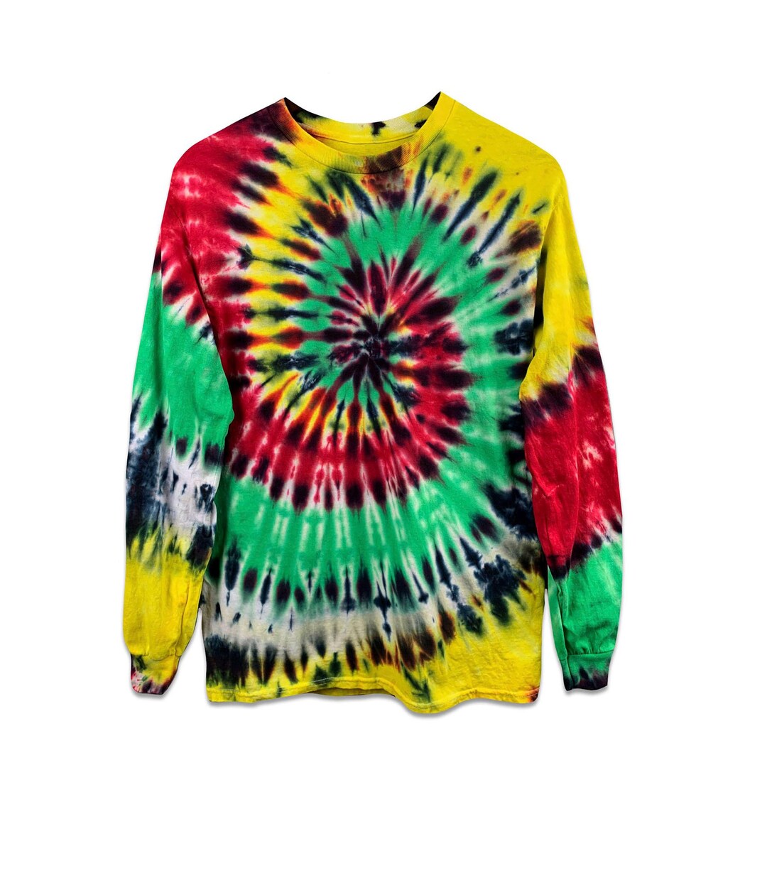 Rasta Spiral Tie-dye Long Sleeve: Unisex Rainbow Festival Shirt - Etsy
