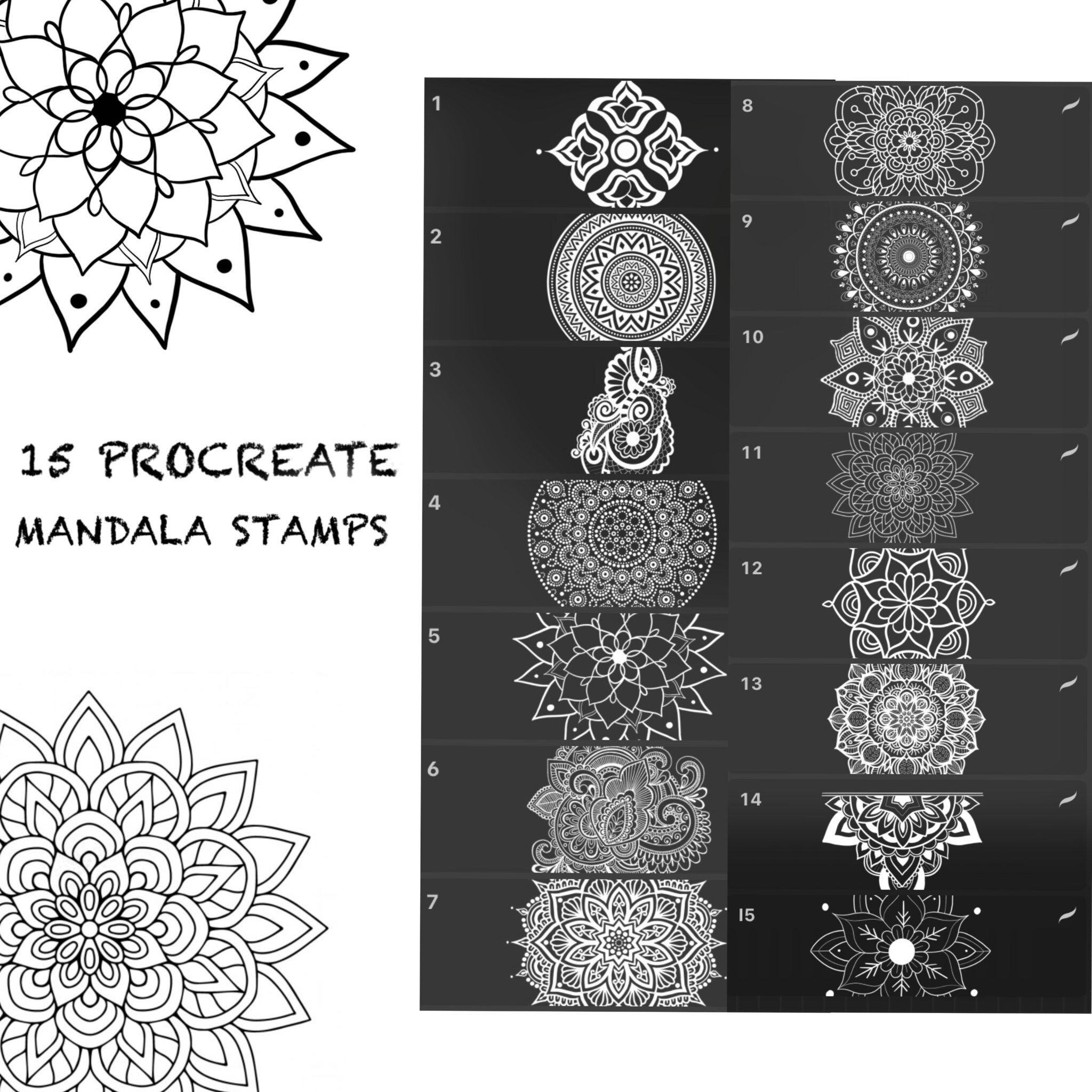 Mandala Procreate Stamps - Etsy