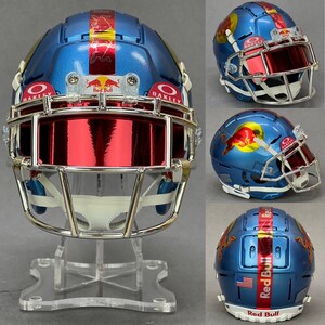 3D Printed Sugar-free Red Bull Themed Schutt F7 Mini Helmet With Chrome ...