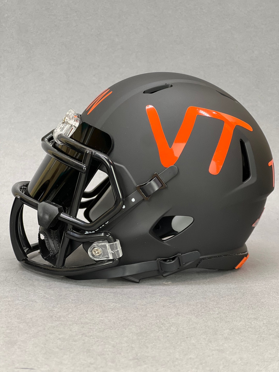Virginia Tech Hokies Matte Black lunchpail Riddell Speed Mini Helmet ...